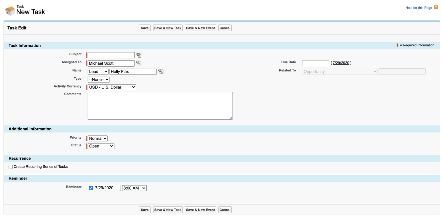 How to use tasks in Salesforce