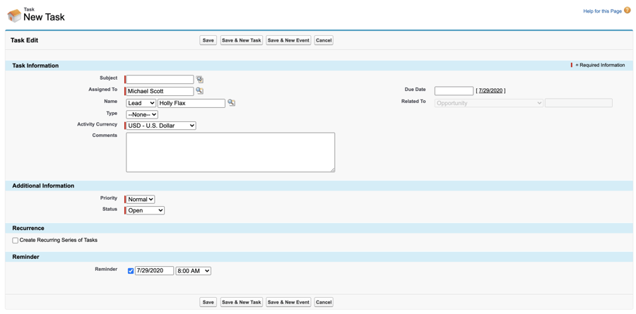 How to use tasks in Salesforce